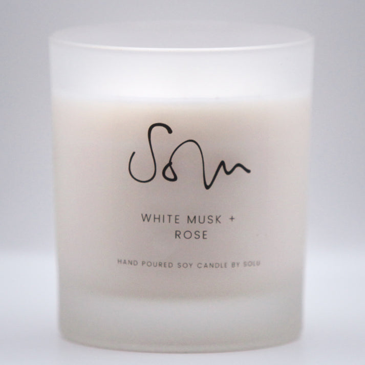 White Musk + Rose Soy Wax Candle – Solu Candles